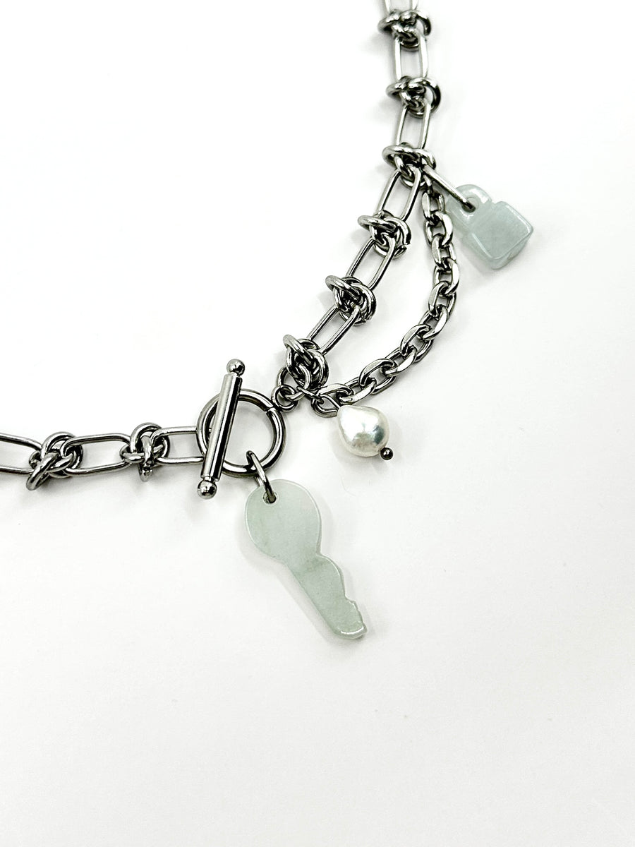 🔐 Jade Lock & Key Necklace – COVEN by Sonia Kang